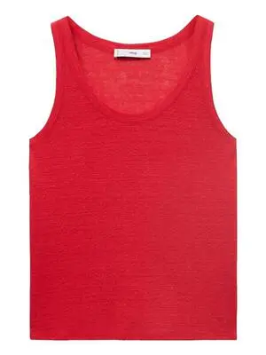 Mango Linen Tank Red