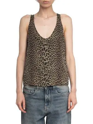 Zadig&Voltaire Tarysa Leopard Print Tank Top - Leaves