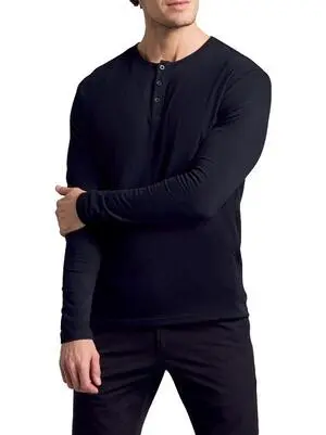 True Classic Classic Long Sleeve Henley - Black
