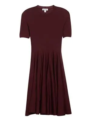 Alaïa Merino Wool Skater Dress - Aubergine