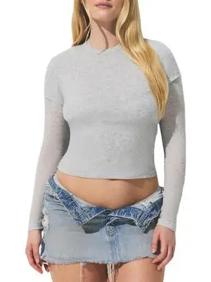 SKIMS Sheer Rib T-shirt - Light Heather Grey