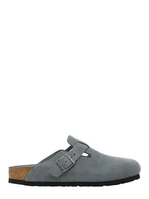 BIRKENSTOCK Boston Soft Footbed Suede Leather Clogs Basalt Gray Tonal