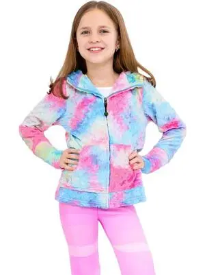 LIMEAPPLE Minky Bubble Zip Hoodie - Cotton Candy Tie Dye