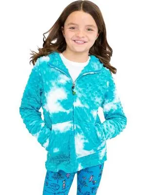 LIMEAPPLE Minky Bubble Zip Hoodie - Turquoise Tie Dye