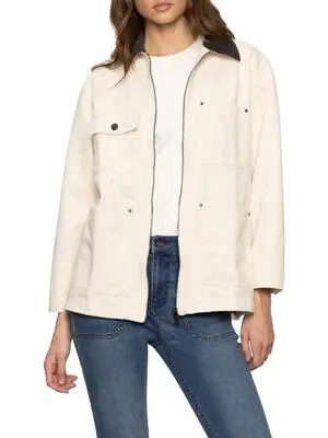 Sanctuary Corduroy Collar Cotton Barn Jacket - Light Oat