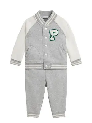 Ralph Lauren Fleece Baseball Jacket And Joggers Set - Light Grey Heather