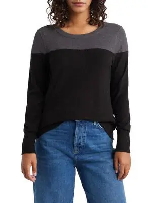 Loveappella Color Blocked Pullover Grey/black