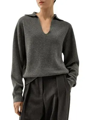 Lilysilk Cashmere Polo Sweater - Deep Oak