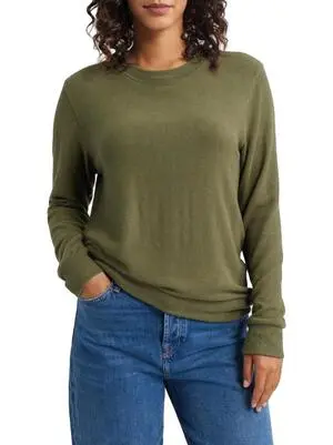 Loveappella Brushed Jersey Crewneck Top - Olive