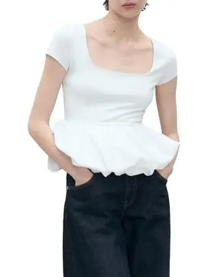 Mango Peplum Top - White