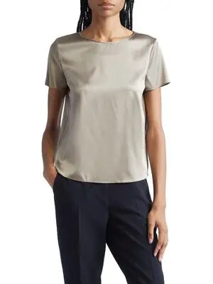Emporio Armani Stretch Silk Satin Top - Sand