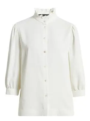 Ming Wang Ruffle-collar Button-up Shirt - White