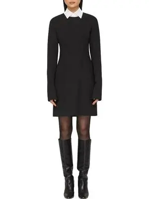 Lafayette 148 New York Long Sleeve Stretch Wool Sheath Dress - Black