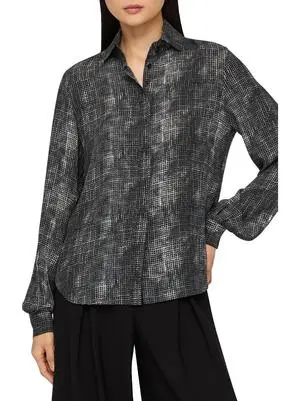 LAFAYETTE 148 NEW YORK Hidden Placket Silk Top