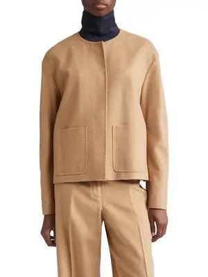 Lafayette 148 New York Patch Pocket Collarless Hair Jacket - Camel