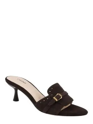L'Agence Lina Slide Sandal - Dark Brown Suede