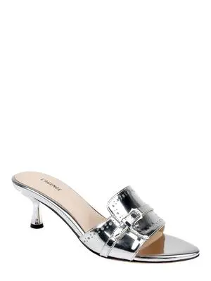 L'Agence Lina Slide Sandal - Silver Metallic