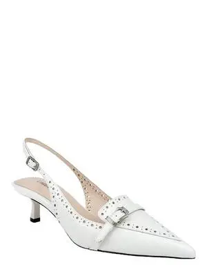 L'Agence Lourdes Slingback Kitten Heel Pumps - Pearl Leather
