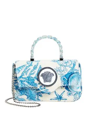 Versace Mini La Medusa Underwater Barocco Satin Top Handle Bag - Bright Blue Multi
