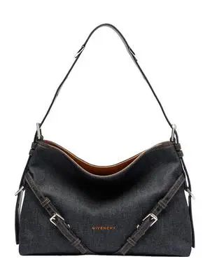Givenchy Voyou Medium Denim Shoulder Bag - Blue