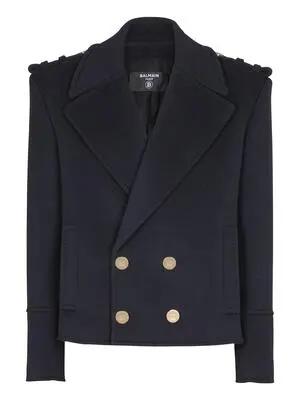 Balmain Virgin Wool-cashmere Reefer Jacket - Navy