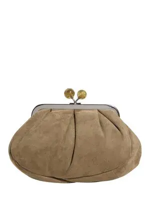 Max Mara Small Suede Pasticcino Clutch - Green