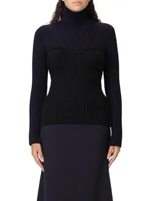 JEAN PAUL GAULTIER Ribbed Knit Sweater With Corset Detail - Blue