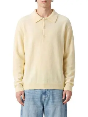 SUNFLOWER Long-sleeved Knitted Polo In Mohair And Alpaca Blend - Beige