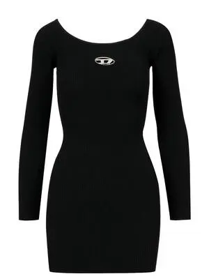 DIESEL® Slim Fit Ribbed Knit Dress - Black