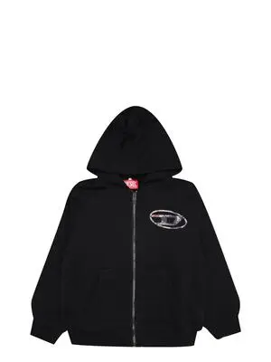 DIESEL® Hooded Sweatshirt With Camouflage Logo - Black
