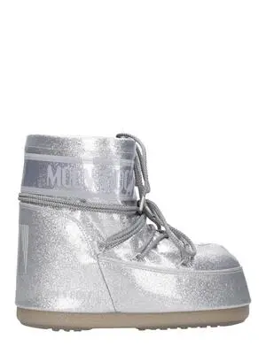Moon Boot Glittered Vinyl Boots - Silver