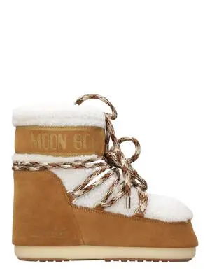 Moon Boot Shearling-lined Boots - Whisky+bianco Sporco