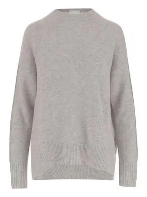 ALLUDE Cashmere Crew Neck Sweater - Light Grey