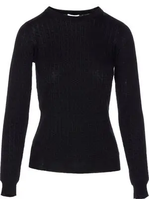 Elisabetta Franchi Crewneck Wool Blend Sweater - Black