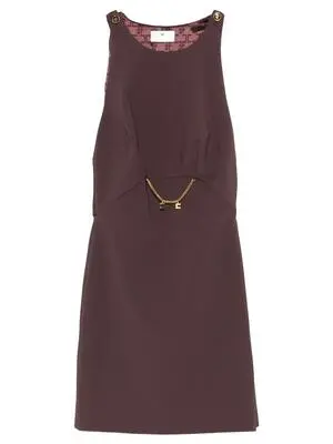 Elisabetta Franchi Mini Dress With Chain Embellishment - Bordeaux