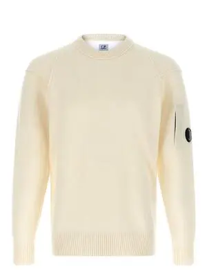 C.P. COMPANY Lens Wool Sweater - White