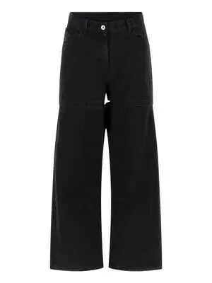 Attico Cut-out Wide-leg Jeans - Black
