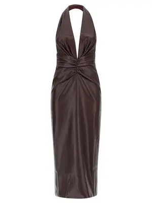 Andamane Nappa Effect Fabric Midi Dress - Bordeaux
