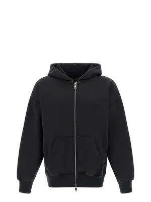 PURPLE BRAND Hooded Zip-up Sweatshirt - Black