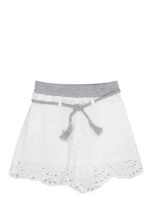 MAX&CO Shorts With San Gallo Lace - White