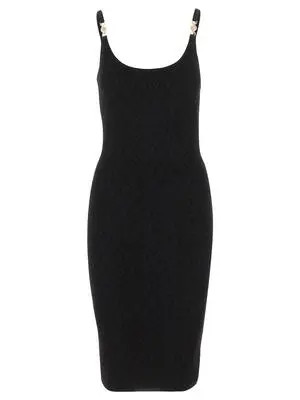 Versace Stretch Jacquard Knit Dress - Black