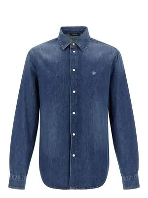 Versace Medusa' Patch Shirt - Blue