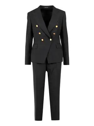 Tagliatore Virgin Wool Double-breasted Suit - Black