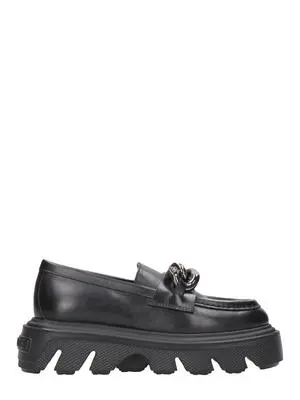 CASADEI Leather Loafers With Chain Detail