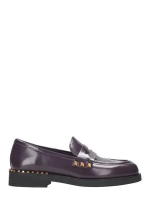 Ash Polished Calfskin Loafers - Dark Violet
