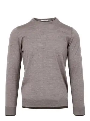 PAOLO PECORA Crew Neck Wool Sweater - Brown