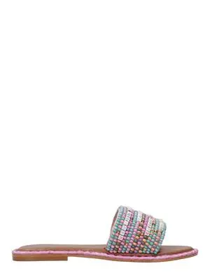 DE SIENA Beaded Leather Slides - Multicolour