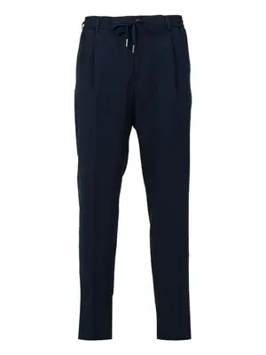 Tagliatore Textured Cotton Trousers - Blue