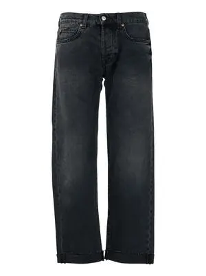 ROY ROGER'S Cropped Boyfriend Jeans - Denim Nero
