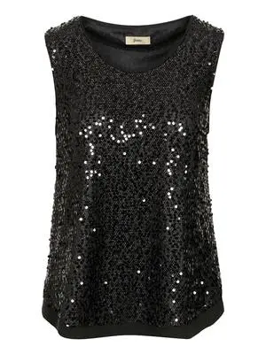 Herno Sequin Sleeveless Shirt - Black